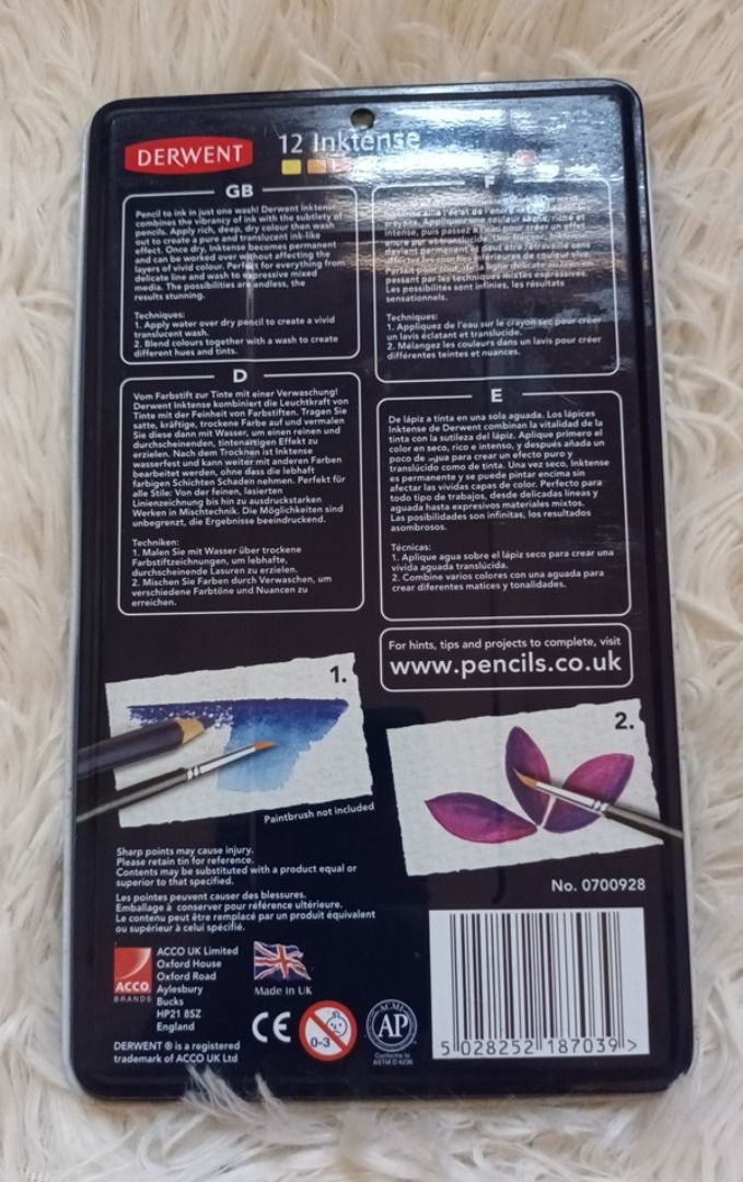 Preloved Derwent Inktense 12 Water Soluble Ink Pencils, Hobbies & Toys ...