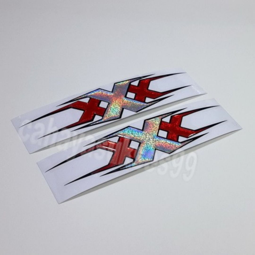 Sticker Timbul Triple X Merah Kombinasi Silver Stiker Emblem Motor ...