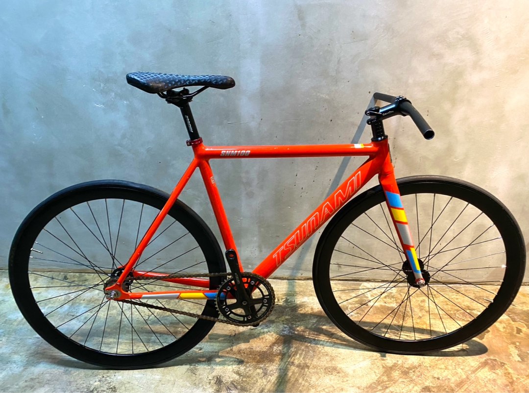 TSUNAMI SNM100 52cm Orange Fixie, Sports Equipment, Bicycles & Parts ...