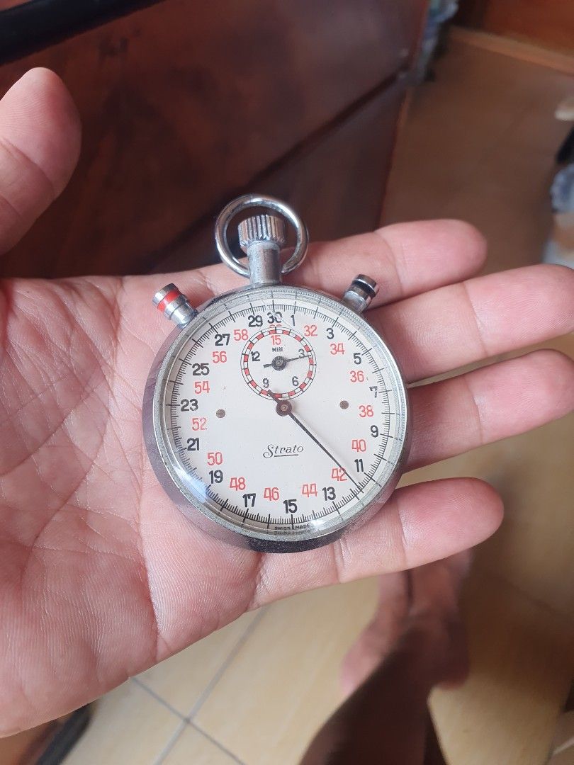 vintage stopwatch strato made in swuiss masih berfungsi noemal jual sesuai poto, Antik, Pajangan ...