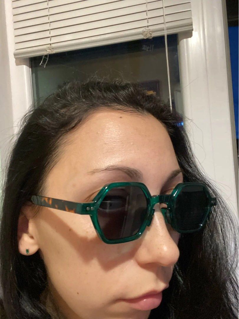 2024 Hexagon Unique Green Polygon hexa hexagonal black lens leopard ...