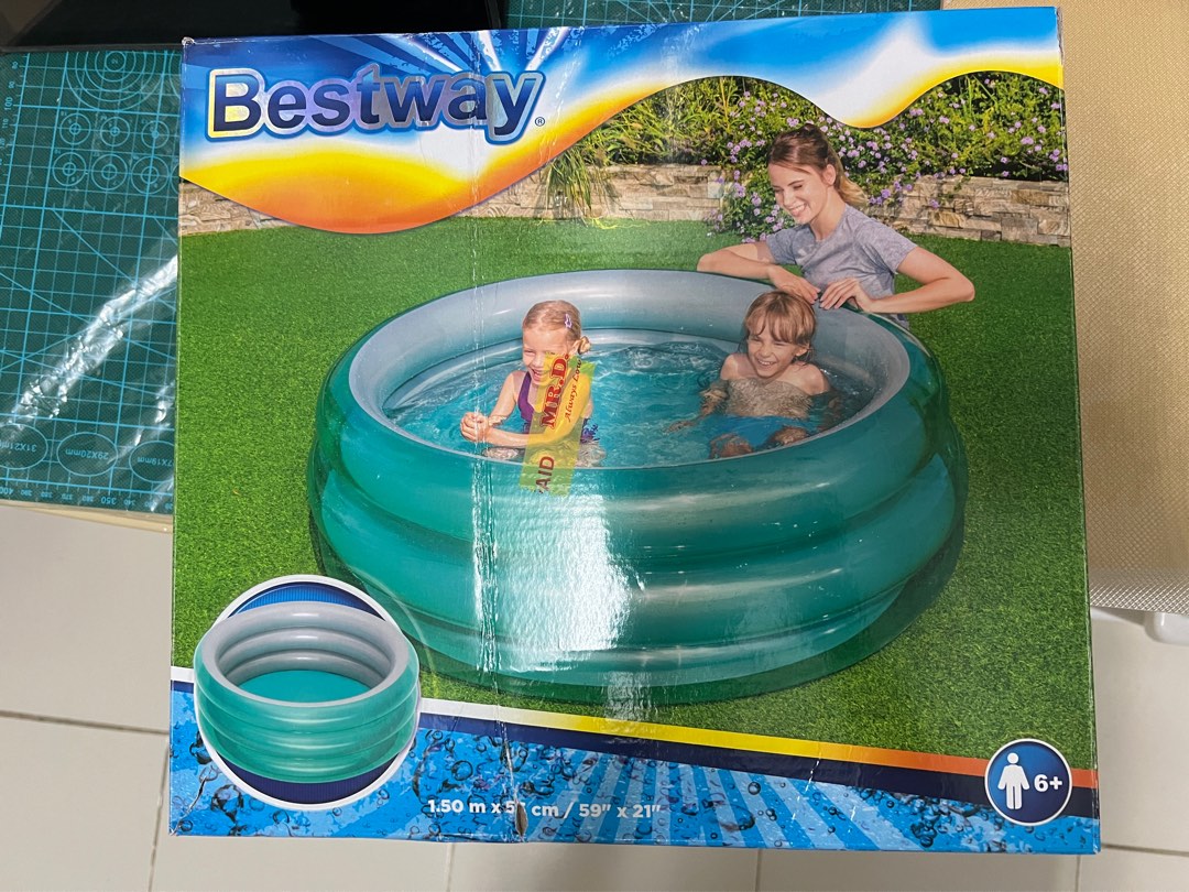 BESTWAY Metallic 3 Ring Inflatable Pool (1.5m x 53cm), Hobbies & Toys ...