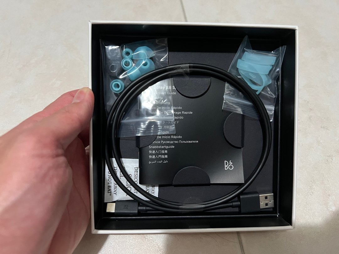 B&O E8 box and accessories, Audio, Headphones & Headsets on Carousell