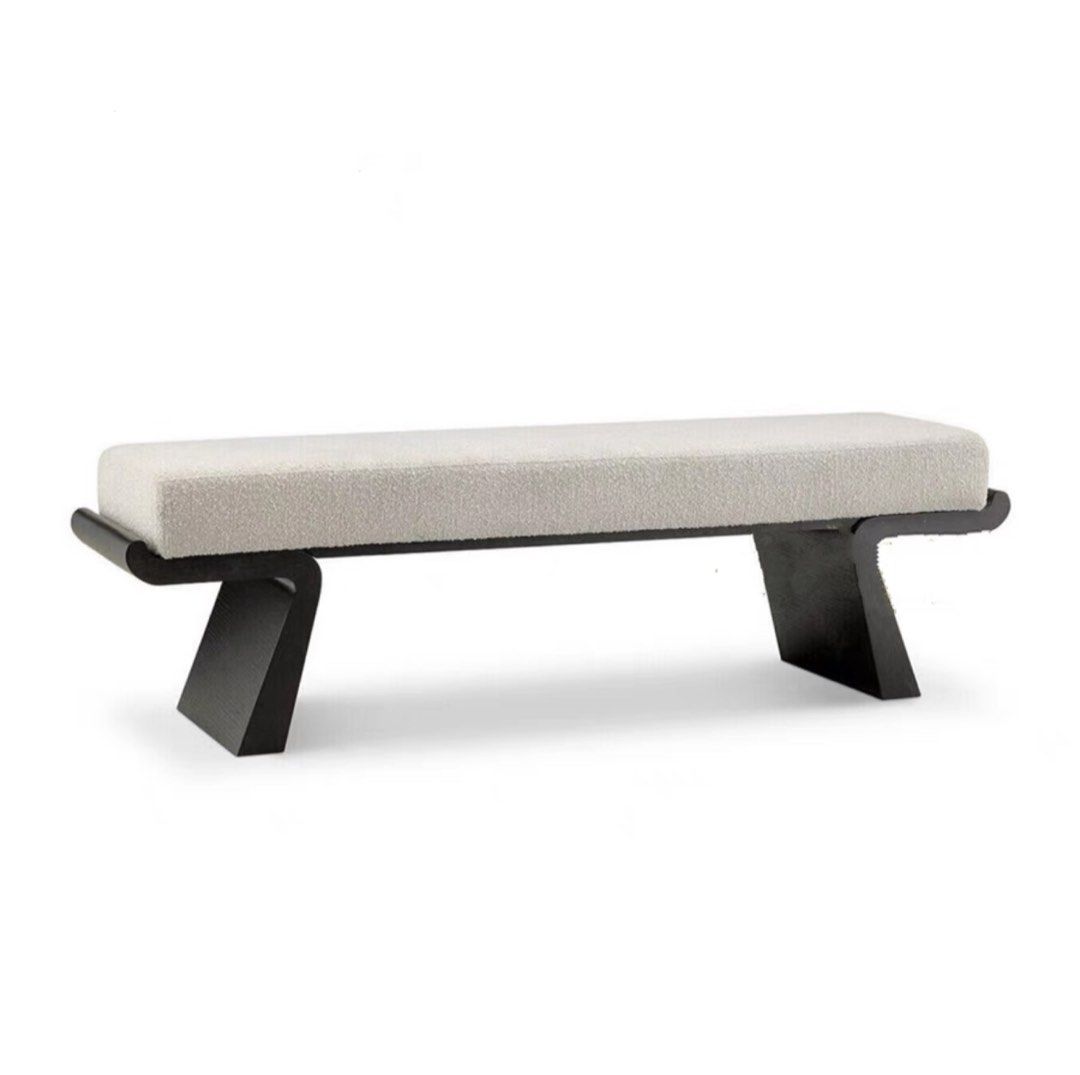 DION Modern Solid Wood Boucle Bench, Furniture & Home Living, Furniture ...