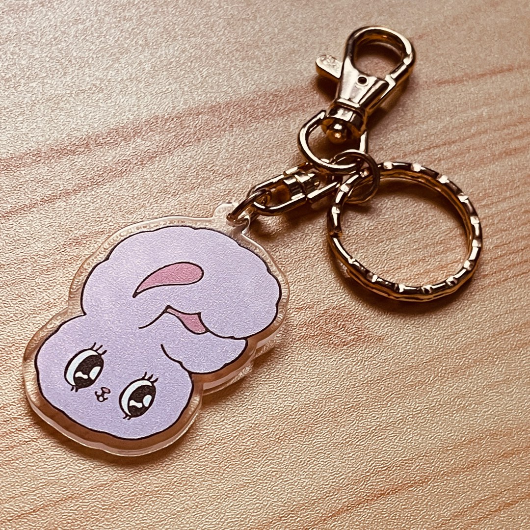 Esther Kim Bunny pink fluffy rabbit Korea kpop key chain accessory bag ...