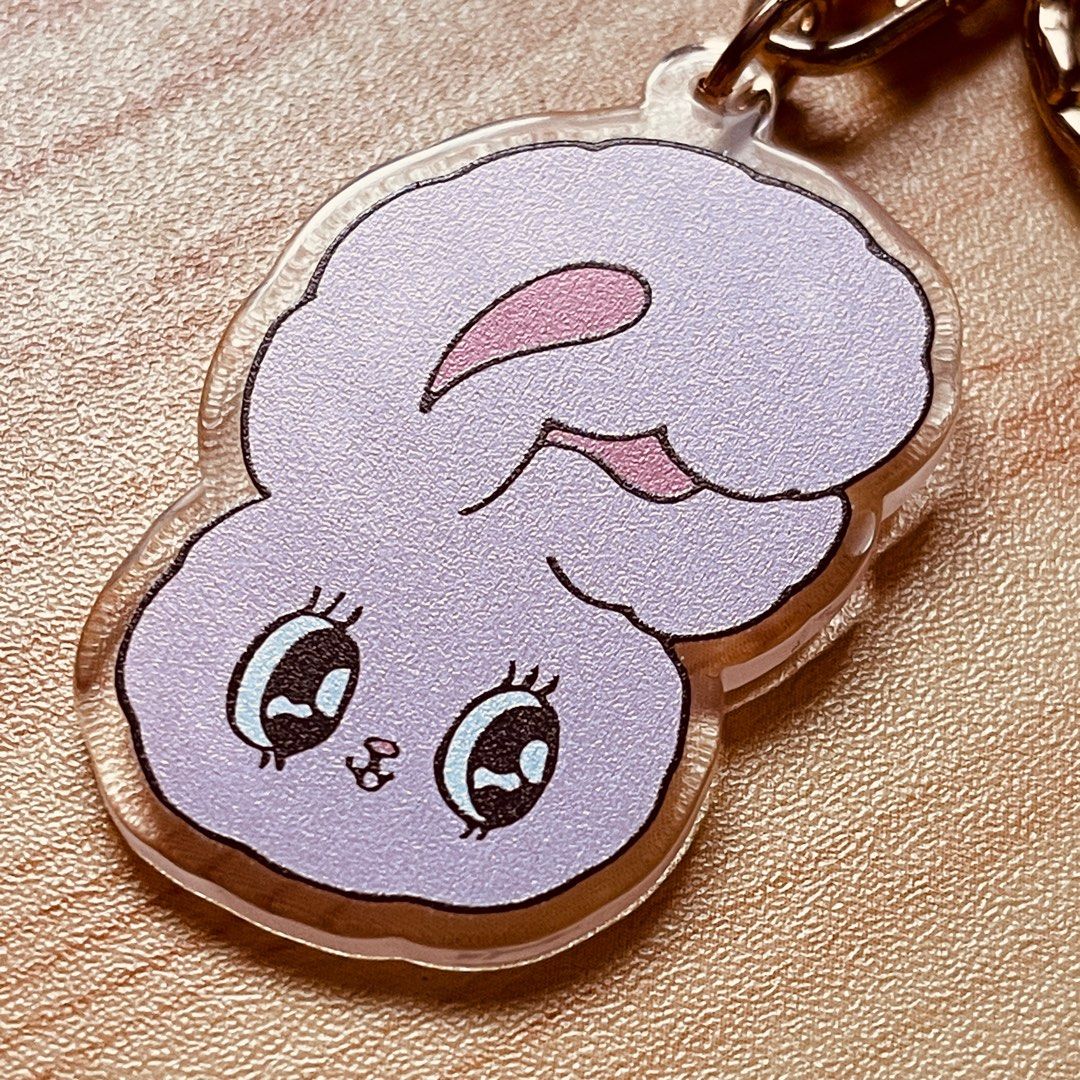 Esther Kim Bunny pink fluffy rabbit Korea kpop key chain accessory bag ...