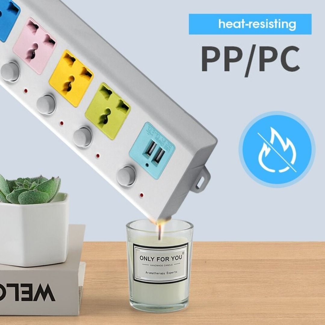 Extension Cord Multi Function Socket Extension Outlet With 4 Power Socket And 2 Usb Ports 1 8m