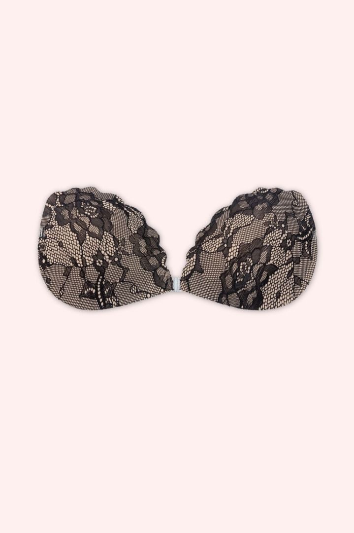 Faux French Lace Black Scallop Trim Adhesive Sticky Invisible Cleavage ...
