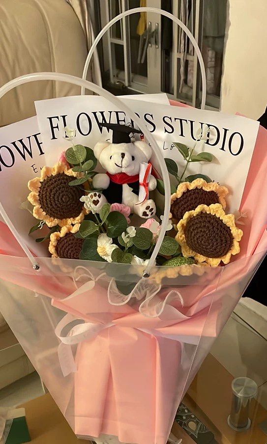 Graduation Bear Knitted Flower Handmade Crochet Boutique, Hobbies ...