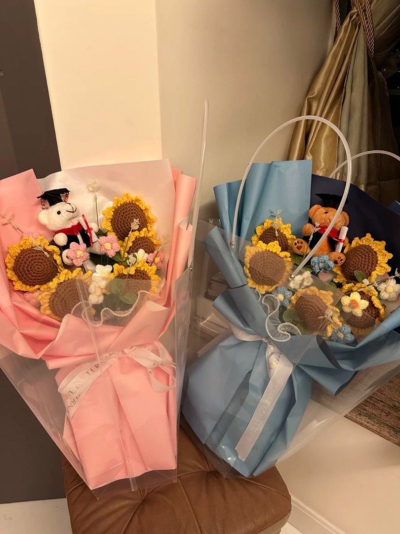 Graduation Bear Knitted Flower Handmade Crochet Boutique, Hobbies ...