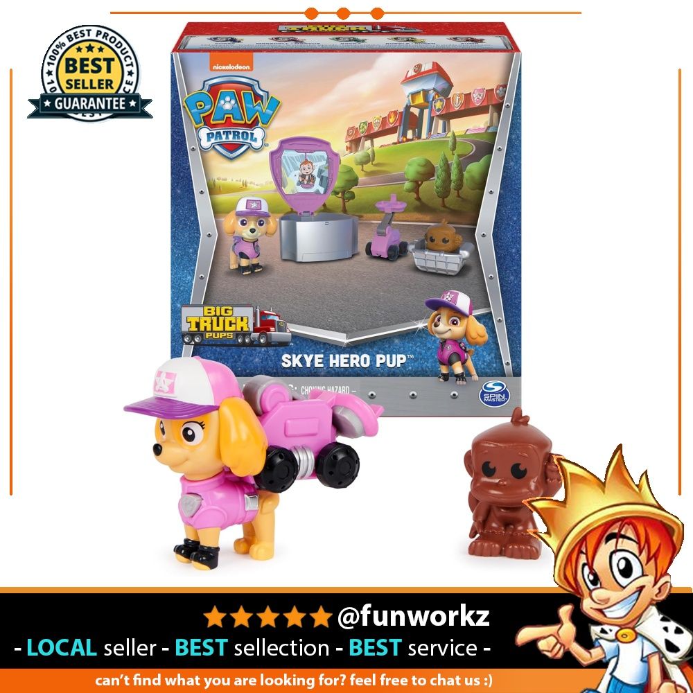 PAW Patrol, Big Truck Pups Skye Action Figure with Clip-on Rescue Drone ...