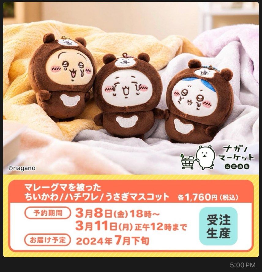 [PO] Chiikawa Nagano Collab plushies Chiikawa Hachiware Usagi, Hobbies ...