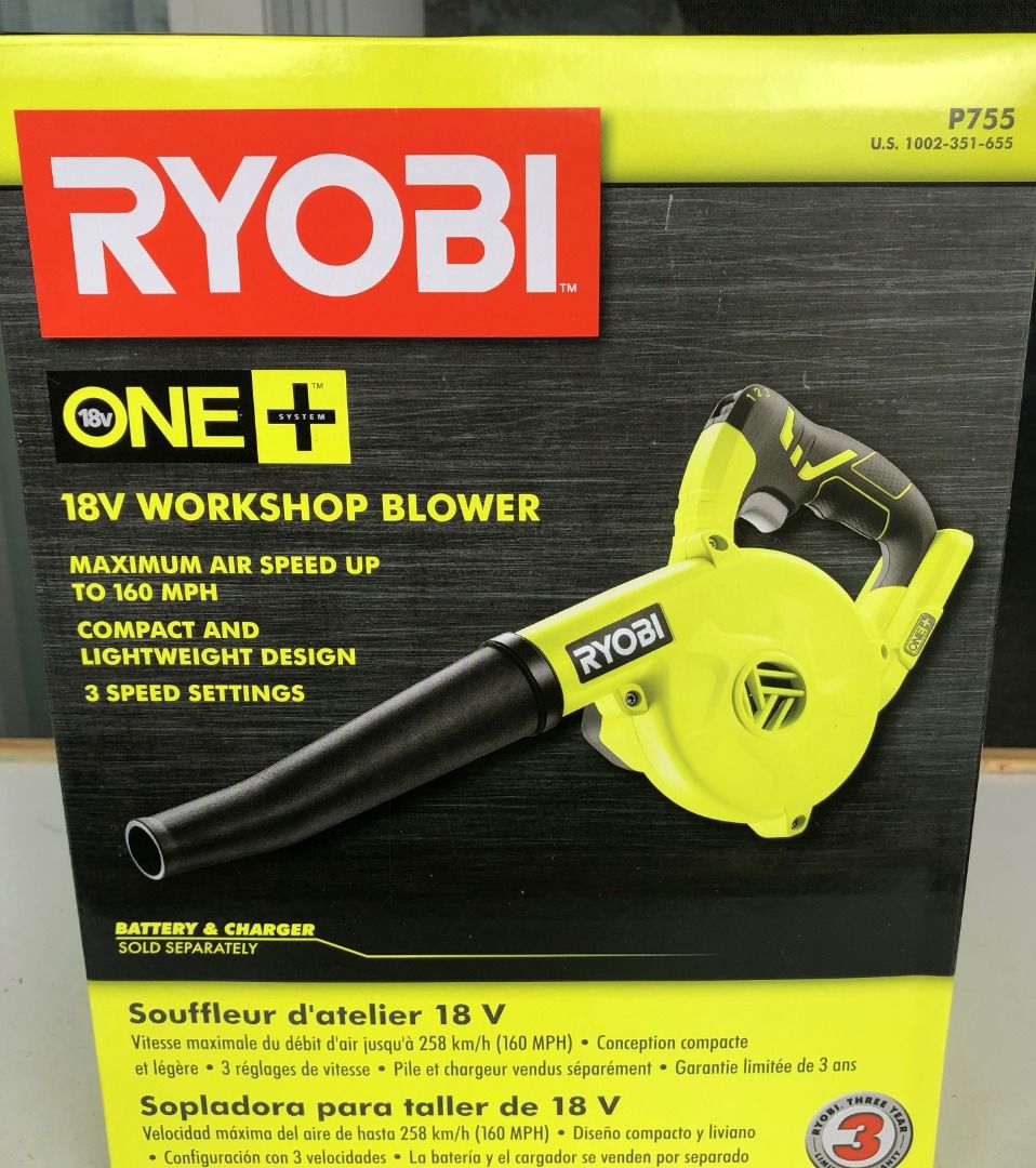 Ryobi P755 18V cordless Workshop Blower, Model P755 (Tool only - No ...