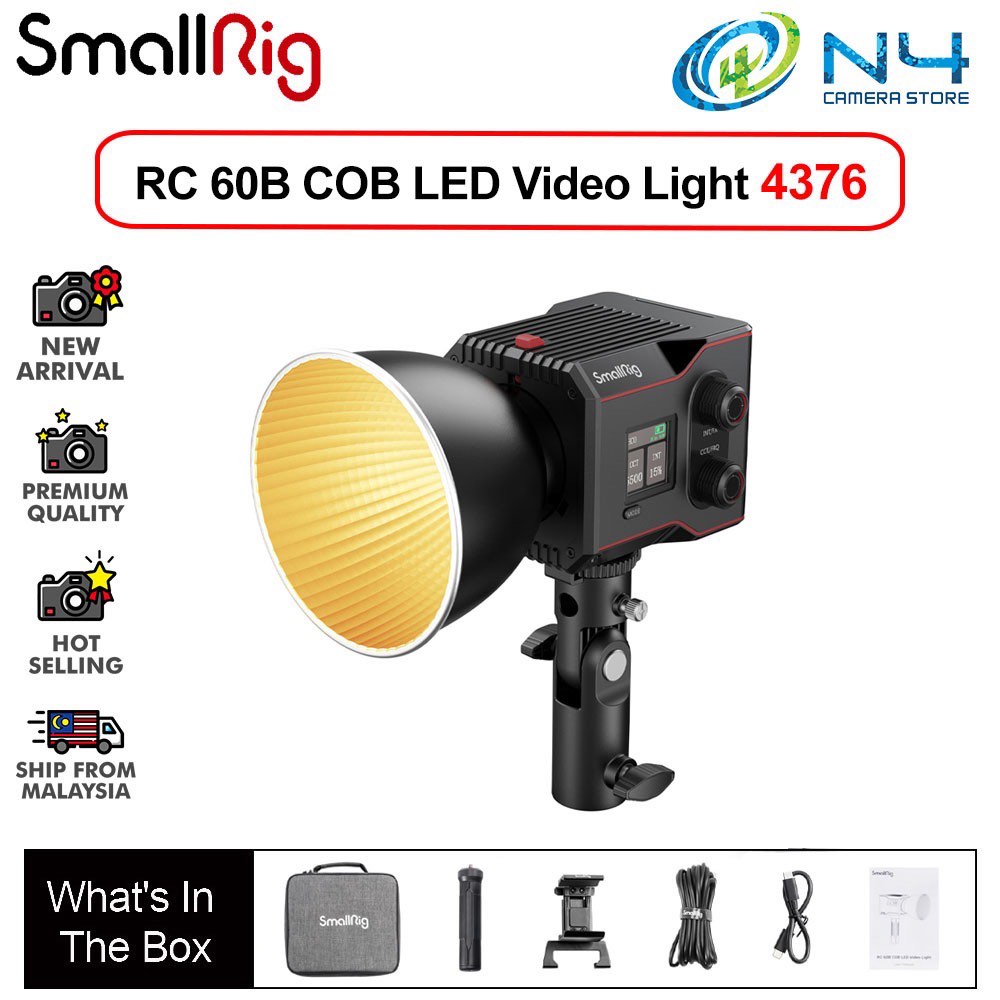 SmallRig RC 60B COB Video Light with Built-in 3400mAh Battery & Type-C ...