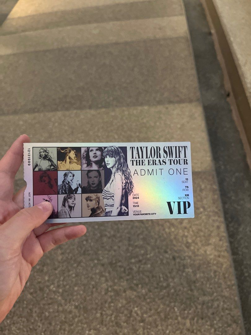 Taylor swift eras tour VIP holographic ticket memorabilia, Hobbies ...