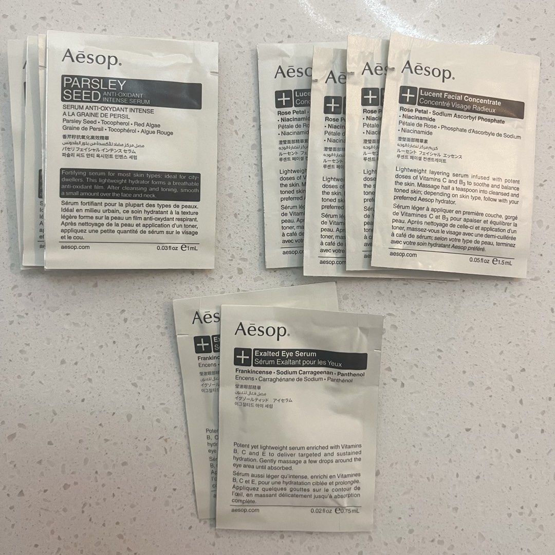 Aesop Samples lucent facial concentrate tonic oxidant serum, Beauty ...