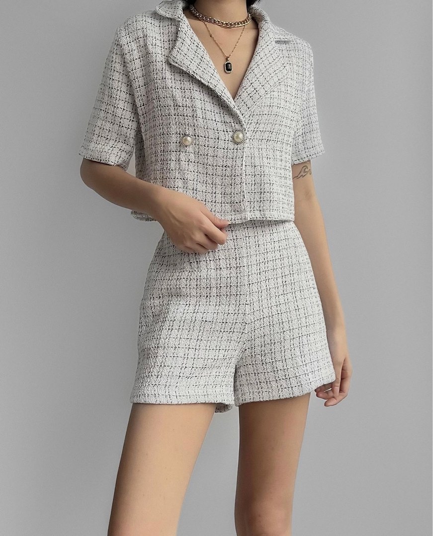 CHANEL inspired tweed coords, Women's Fashion, Dresses & Sets, Sets or ...