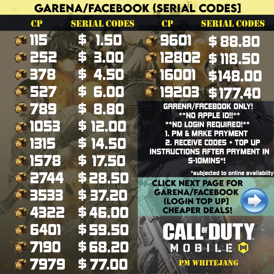 Call of Duty CODM CP Top Up, Video Gaming, Gaming Accessories, In-Game ...