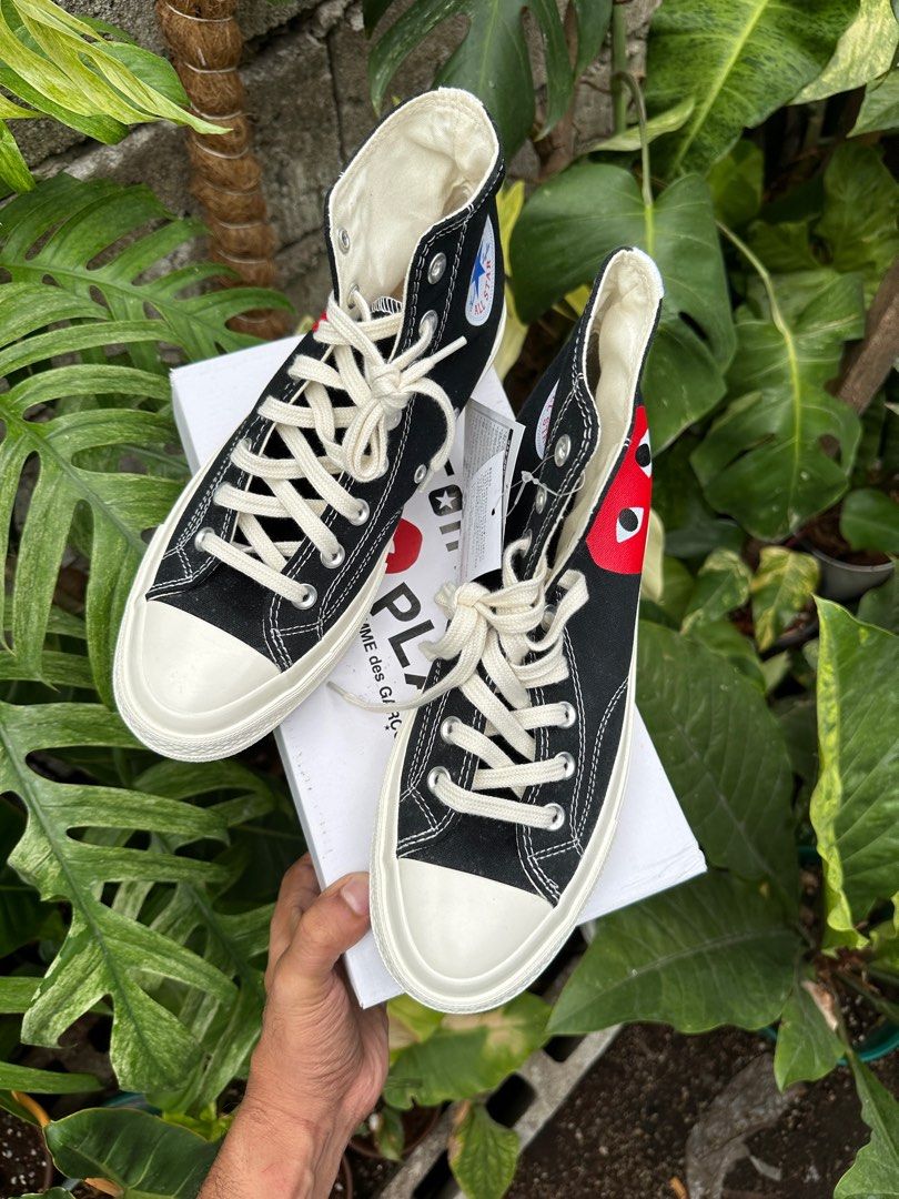 Converse CDG Black High Cut, Men's Fashion, Footwear, Sneakers on Carousell
