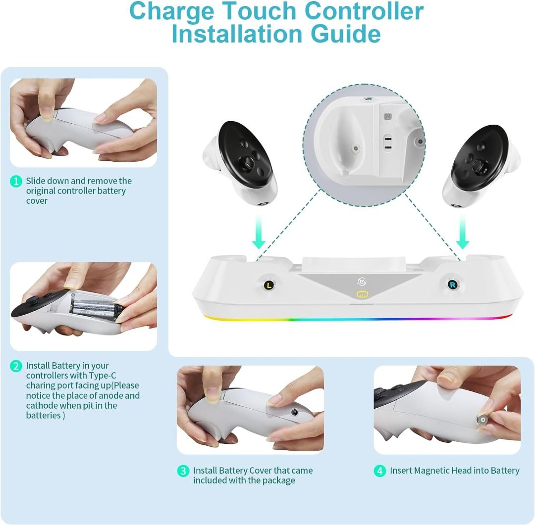 JYS Magnetic Fast Charger Dock Compatible with Meta/Oculus Quest 3, Headset and Controller ...