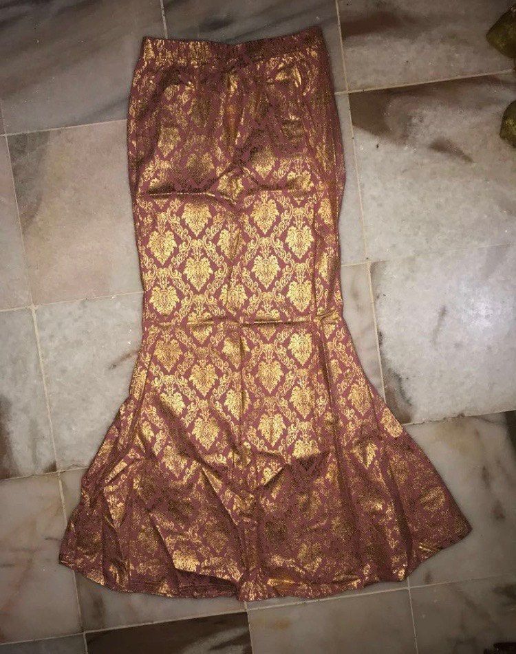Kain Songket Skirt Mermaid Pink, Women's Fashion, Muslimah Fashion ...