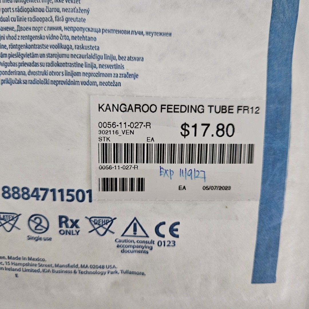 Kangaroo Feeding Tube Fr 12, Health & Nutrition, Medical Supplies ...