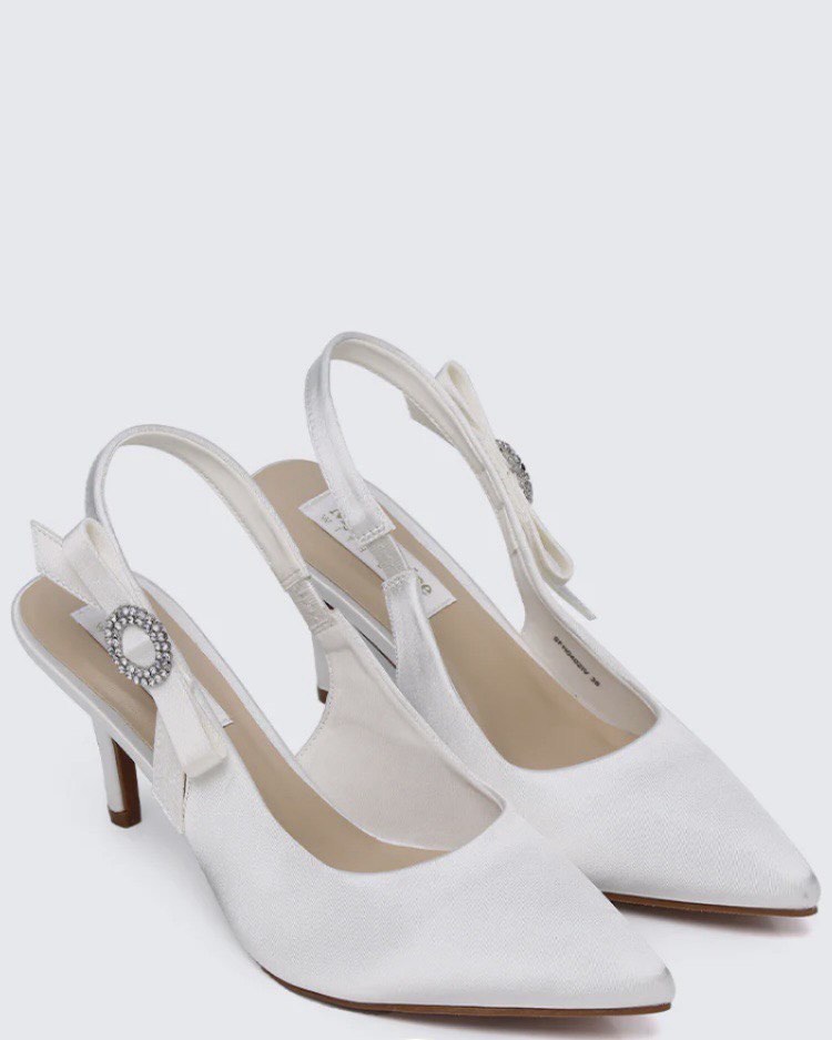 Kasut@heels wedding/nikah/kahwin putih satin - my ballerine, Women's ...