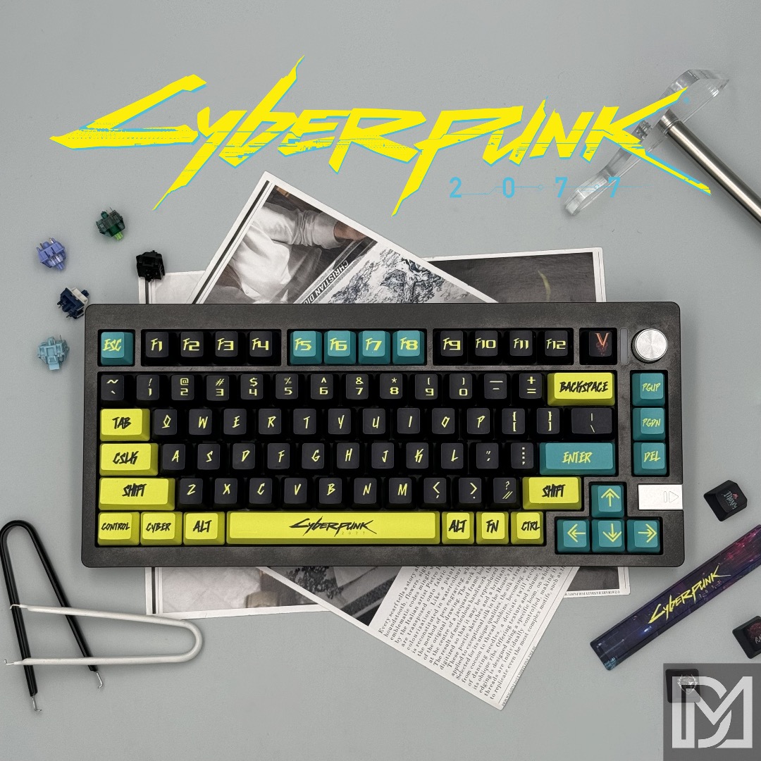 Cyberpunk 2077 Keycap PBT Dye Sub OEM 121pcs Black Yellow Keycaps Fit ...