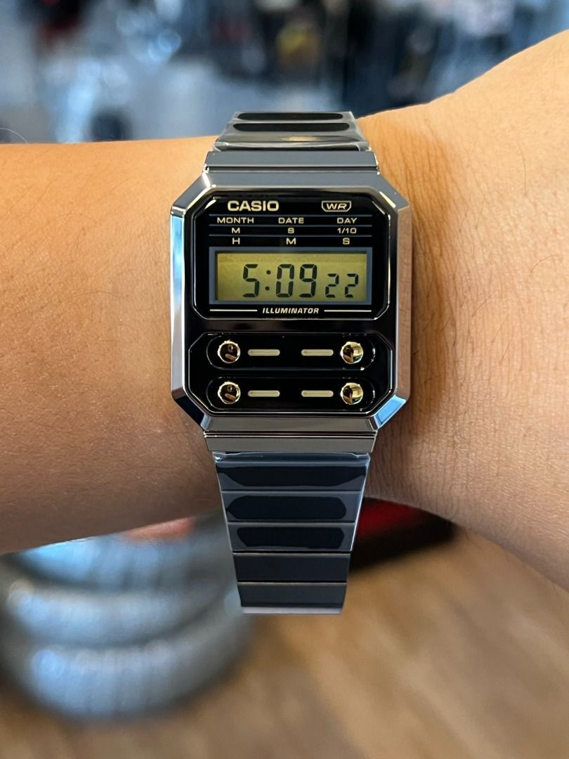 ORIGINAL CASIO Digital Retro Metal-Gold Unisex Watch A100WEGG-1A2 ...