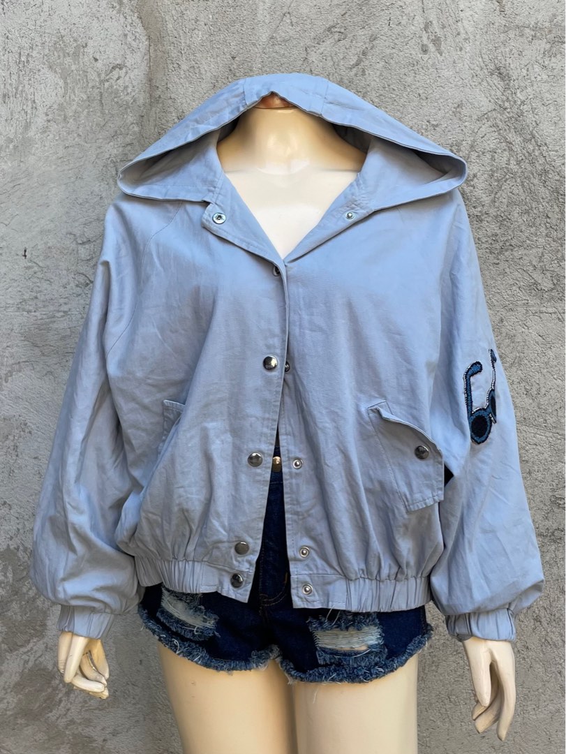 Pastel blue BOMBER JACKET, Women's Fashion, Coats, Jackets and ...
