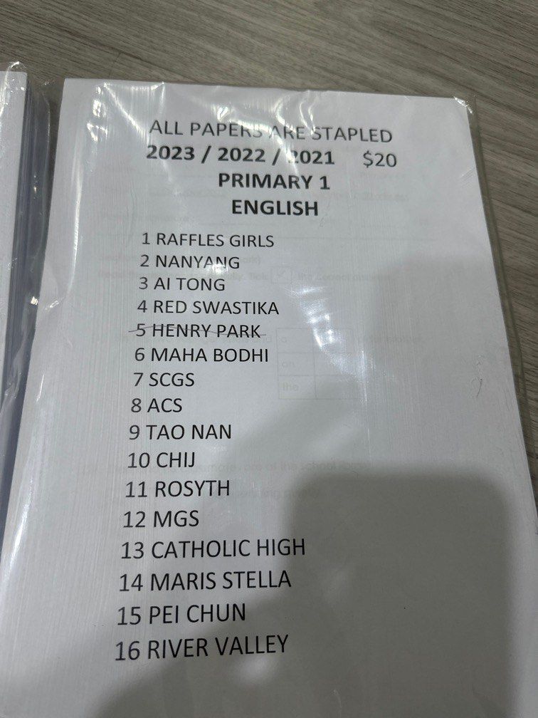 Primary one Past Year Papers from good schools All Subjects, Hobbies ...