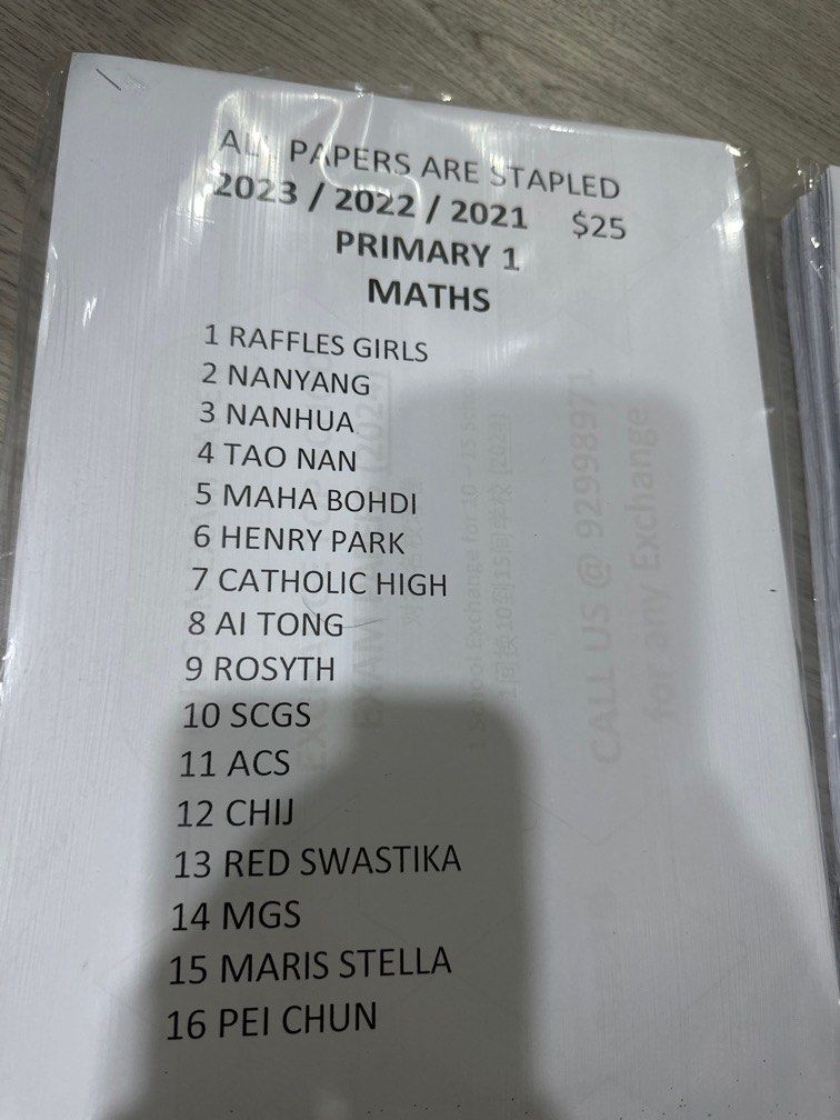 Primary one Past Year Papers from good schools All Subjects, Hobbies ...