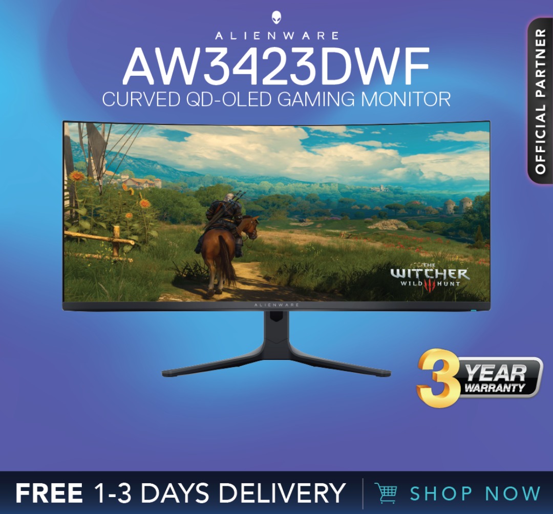 [FREE DELIVERY] Alienware AW3423DWF 34 Curved QD-OLED Gaming Monitor ...