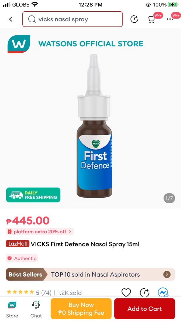 Vicks First Defence Nasal Spray, Health & Nutrition, Medical Supplies ...