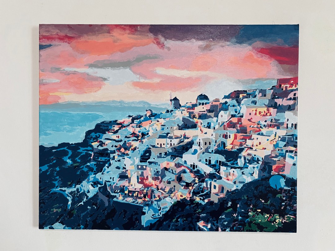 50x40cm after sun hours in my hometown nightscape landscape hand ...