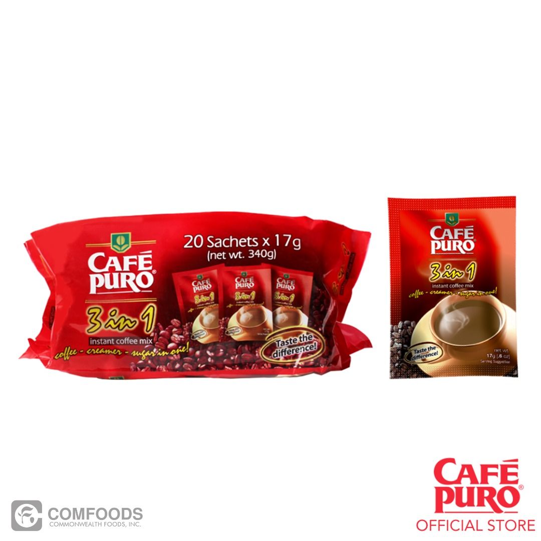 CAFE PURO 3-in-1 Coffee 17g x 20 Sachets / Bag, Food & Drinks ...