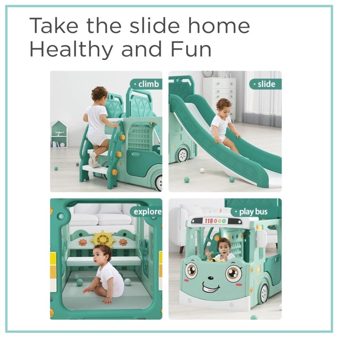 Children Indoor Playground Bus Design slides and Swing, Babies & Kids ...
