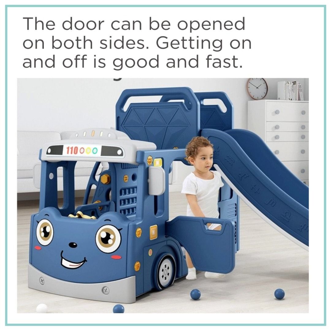 Children Indoor Playground Bus Design slides and Swing, Babies & Kids ...