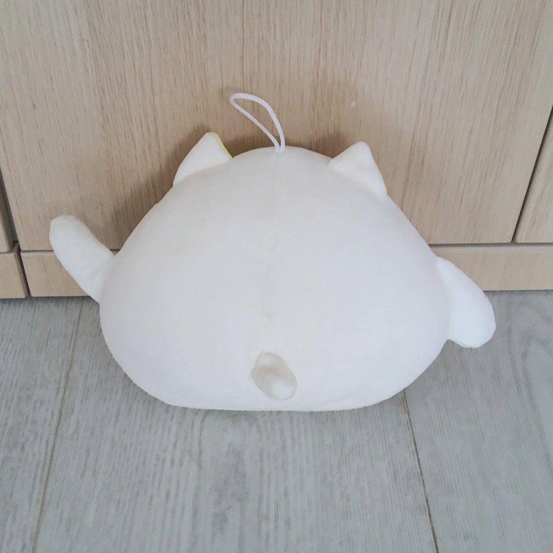 Chubby Fat Lucky Fortune Cat White Yellow Kitty - Plush Stuffed Soft ...