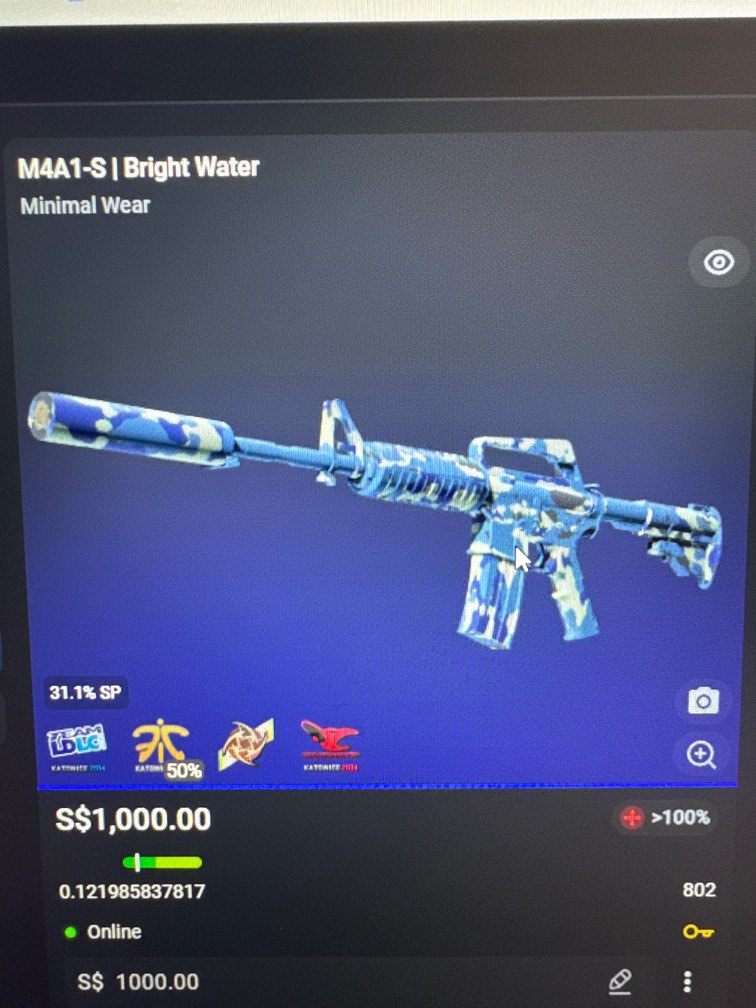 CS2 Skin M4A1-S Bright Water Katowice 2014, Video Gaming, Gaming ...