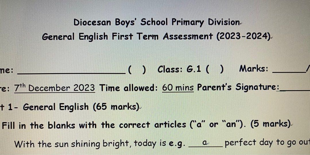🆕‼️ DBSPD G1 1st exam paper 拔萃男書院附屬小學 小一 各科上學期評估卷, 興趣及遊戲, 書本 & 文具, 教科書 ...