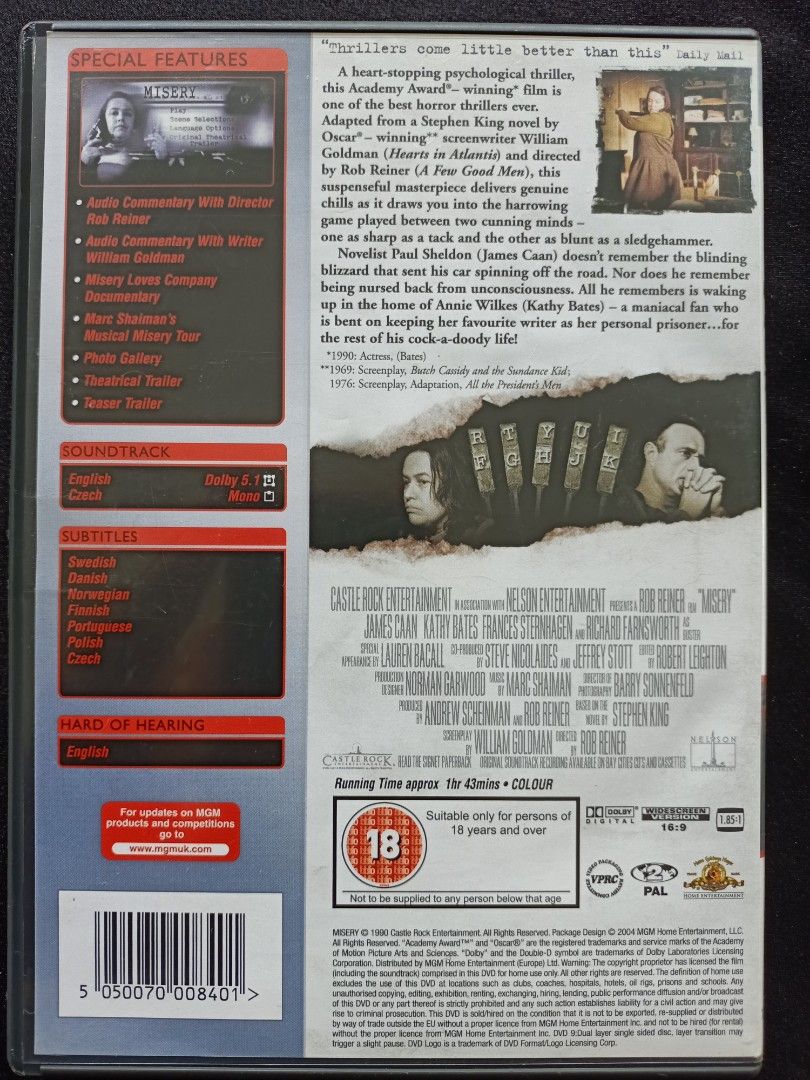 DVD Misery, Hobbies & Toys, Music & Media, CDs & DVDs on Carousell