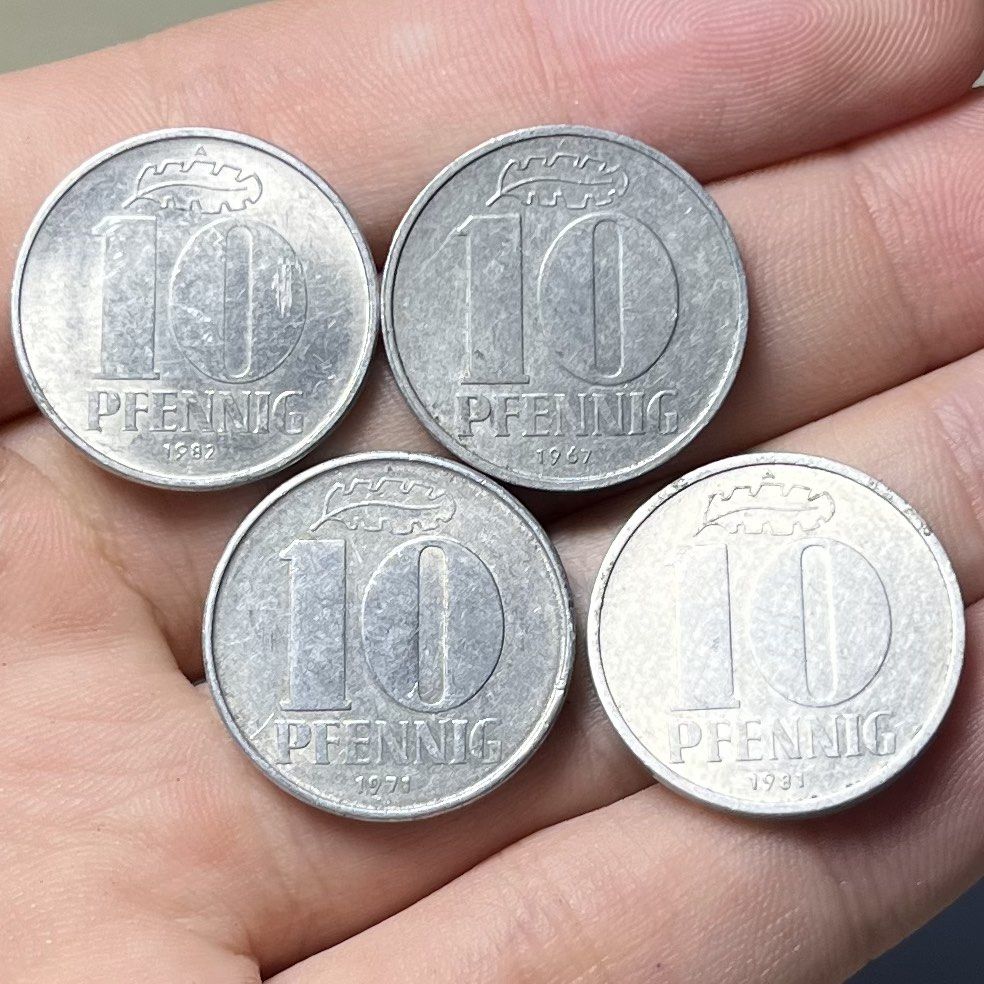 East Germany ddr 10 pfennig coins 1967A 1981A 1982A 1971A, Hobbies ...