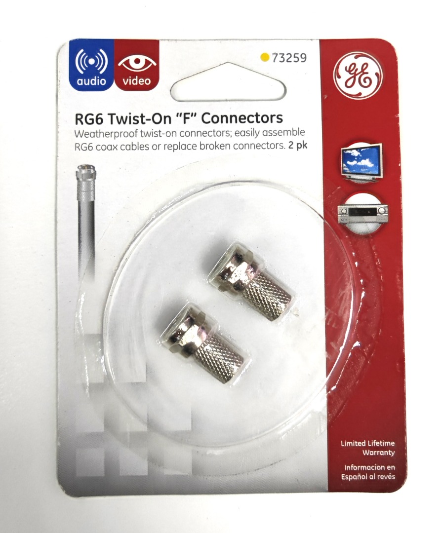 GE 73259 RG6 Connectors with F Type Connector, Weatherproof & Twist-On ...