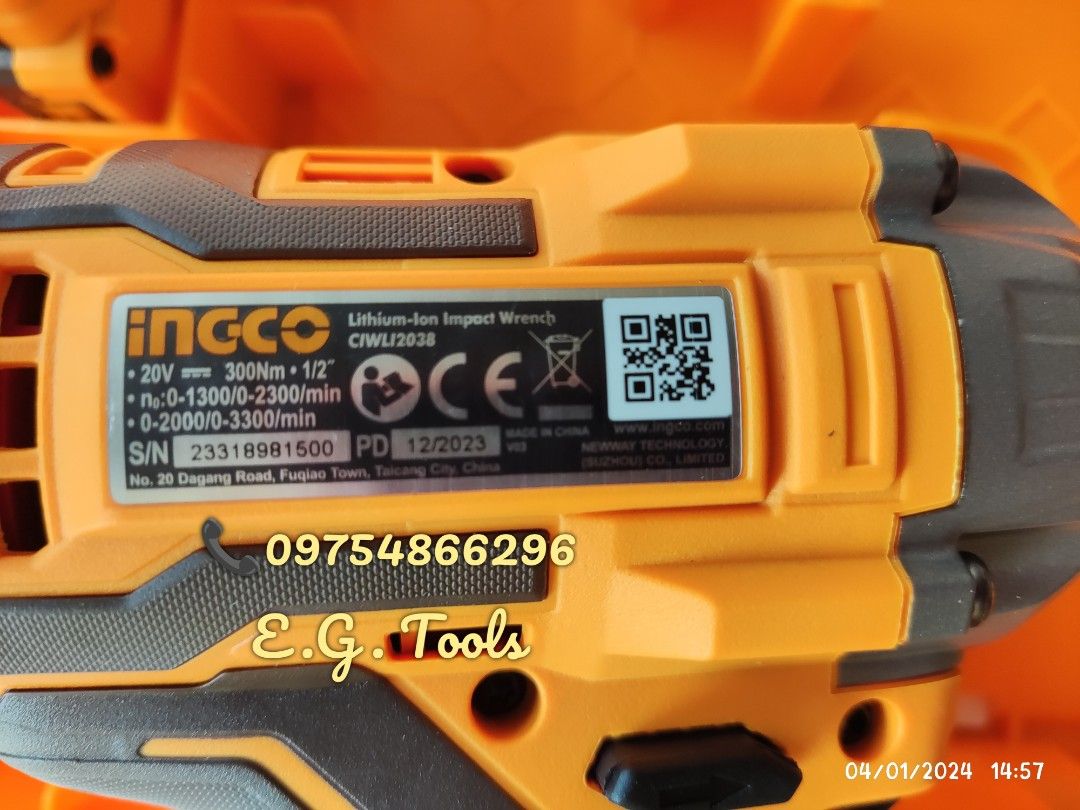 INGCO 20V Brushless Lithium-Ion Impact Wrench with Battery and Charger ...