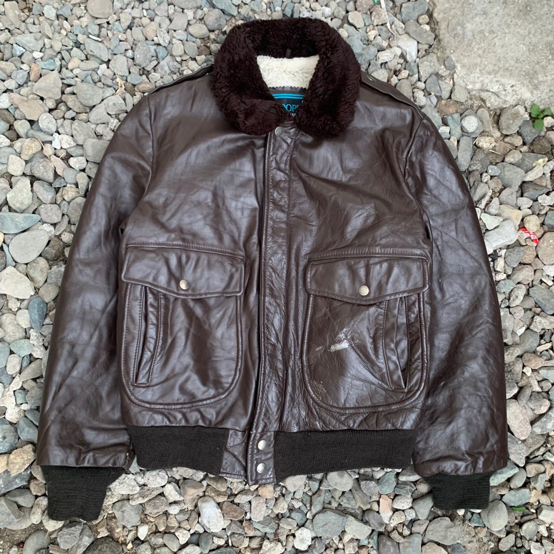 Vintage Cooper Type G-1 USN Flight Leather Bomber Jacket, Men's Fashion ...