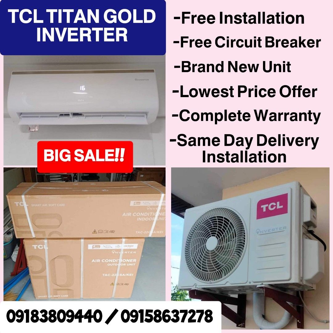 TCL Titan Gold Inverter Split Type Aircon, TV & Home Appliances, Air ...