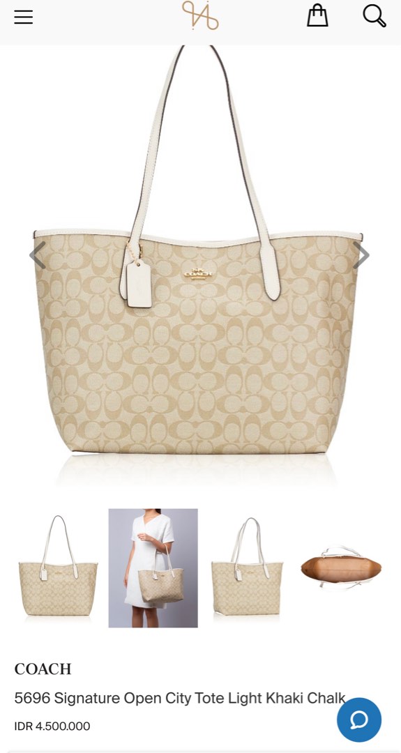 Coach Signature Open City Tote Light Khaki Chalk, Barang Mewah, Tas ...