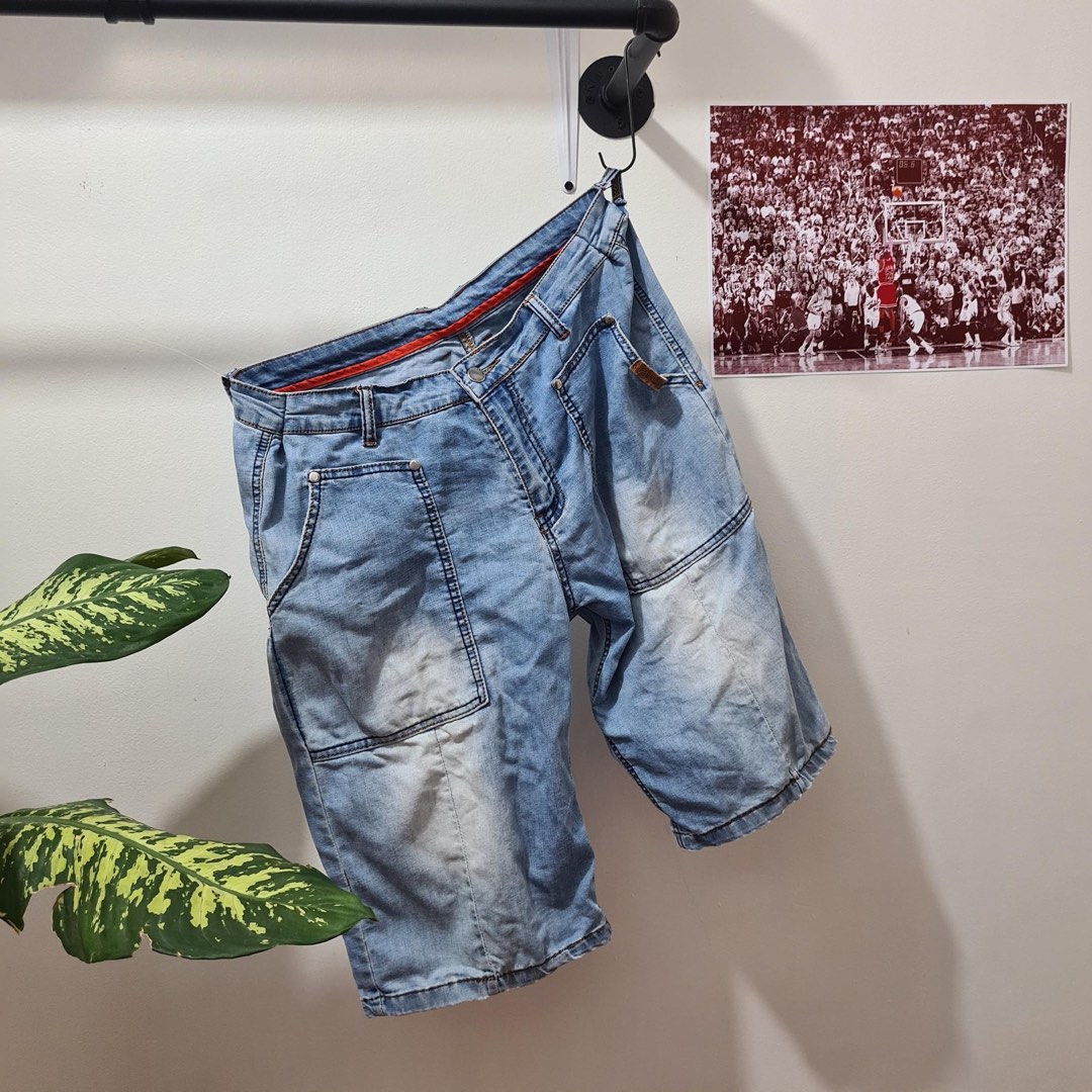 (Double Knee Pocket Inspired Light Washed Blue Jorts), Men's Fashion ...