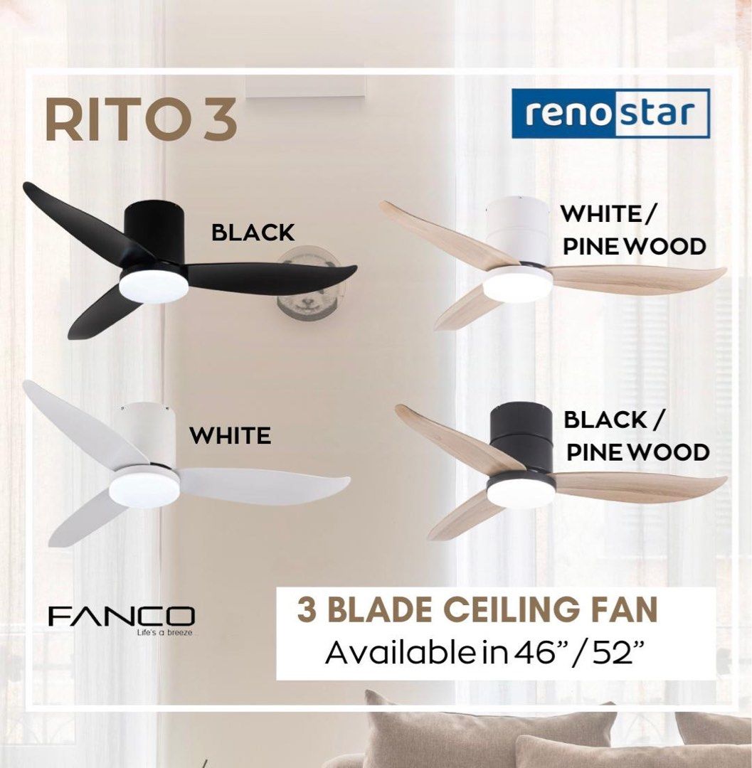Fanco Rito 3 Dc Ceiling Fan, Furniture & Home Living, Lighting & Fans ...